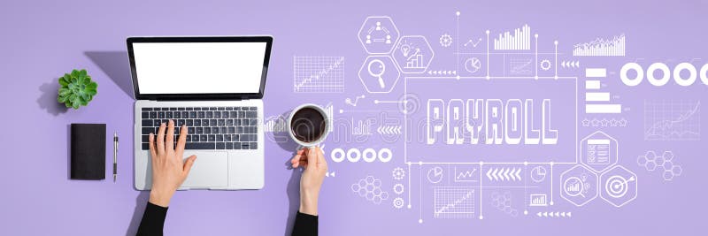Payroll Theme with Person Using Laptop Computer Stock Photo - Image of ...