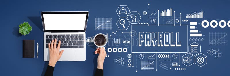 Payroll Theme with Person Using Laptop Computer Stock Image - Image of ...