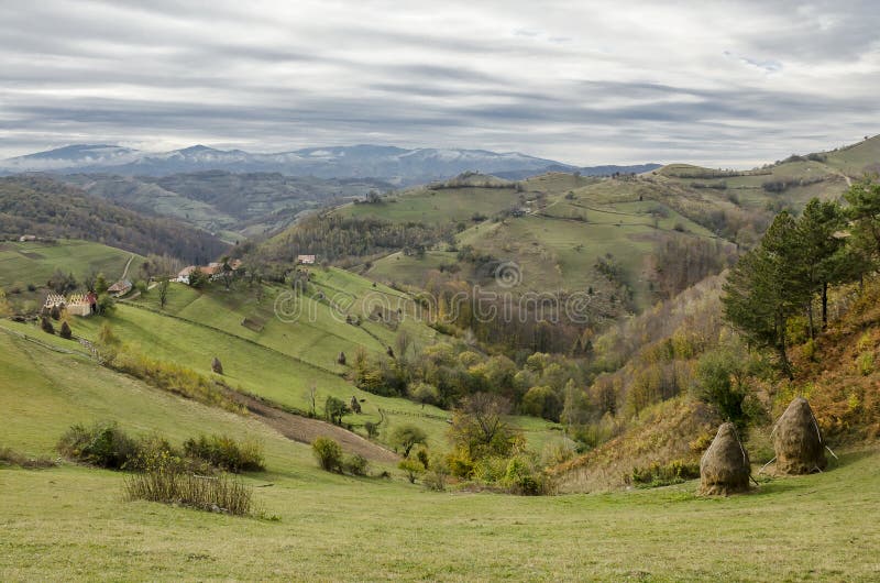 Paysage Automnal Des Collines De Village Image stock - Image du herbe ...