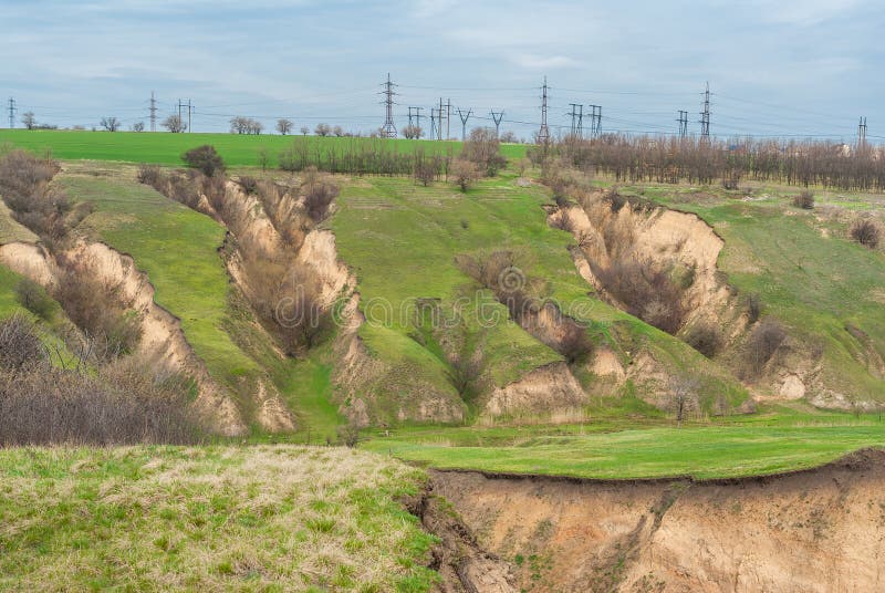 Paysage avec des ravins image stock. Image du bord, dniepropetovsk ...