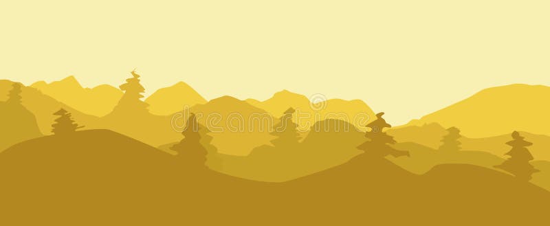 Paysage dans l'aube illustration de vecteur. Illustration du silhouette ...