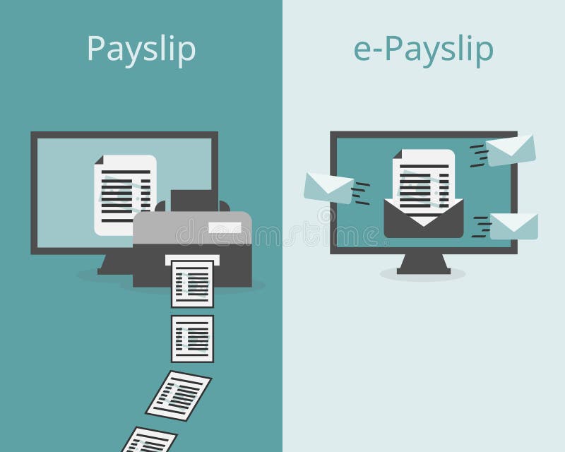 Payslip Compare To E-payslip Vector Stock Illustration - Illustration ...