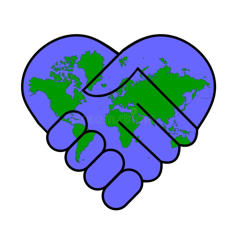Apretón De Manos Para La Paz En El Mundo Planeta Y Apretón De Manos ...