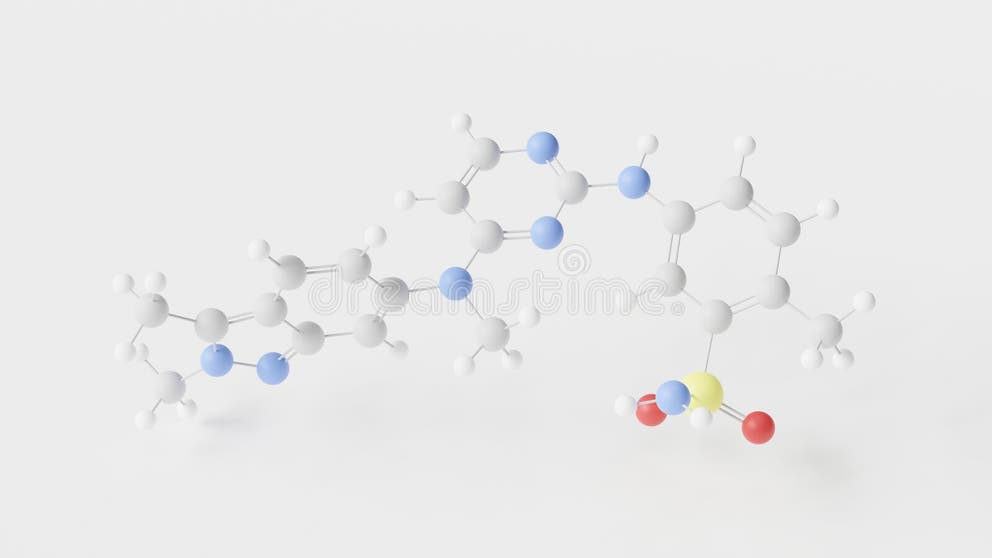 Pazopanib Hydrochloride Molecule 3d, Molecular Structure, Ball and ...
