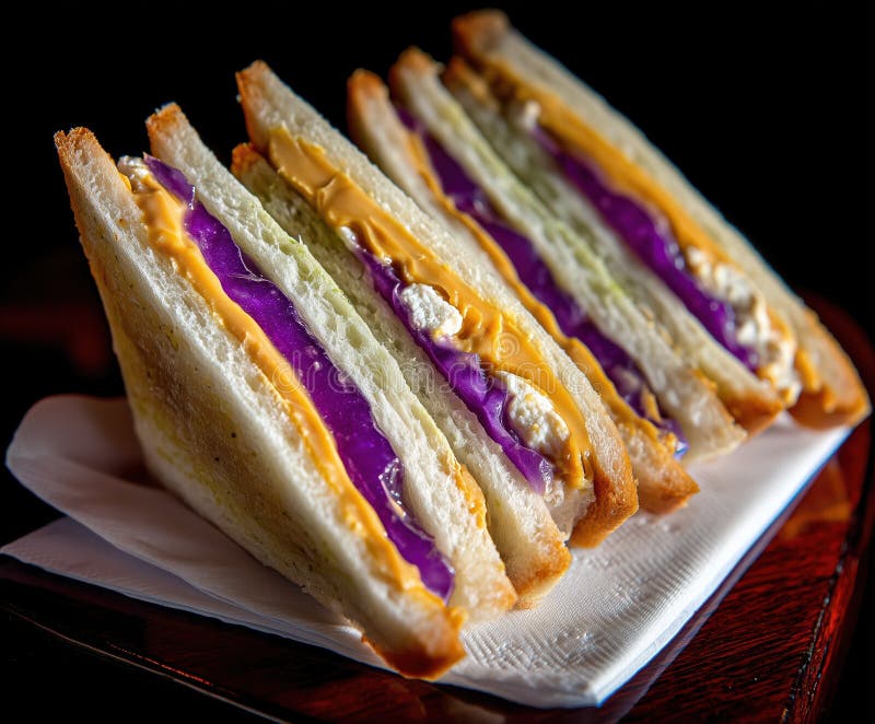 PB and J Sandwich Split in Diagonal Stock Illustration - Illustration ...