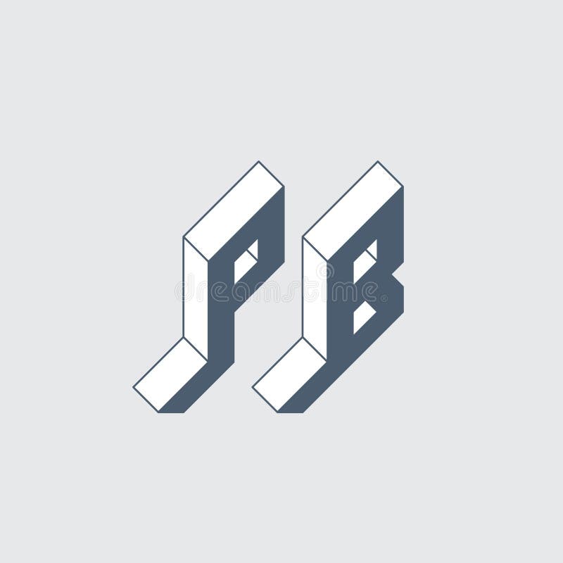 PB - 2-letter Code or Logo. P and B - Monogram or Logotype. Isometric ...