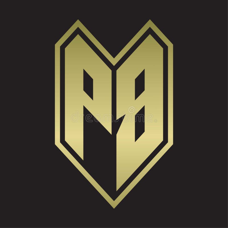PB Logo Monogram with Emblem Line Style Isolated on Gold Colors Stock ...