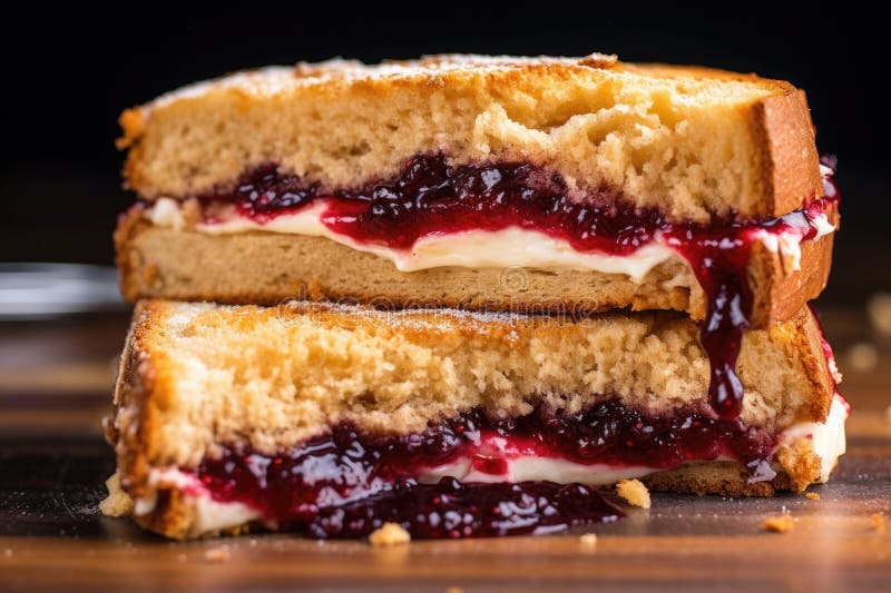 A Pbj Toast Sandwich with Crusts Removed Stock Photo - Image of meal ...