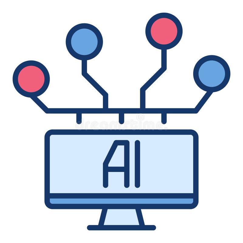 PC with AI Vector Artificial Intelligence Colored Icon or Logo Element ...