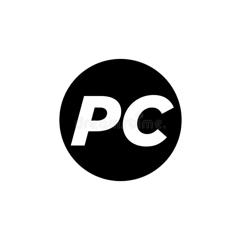 `PC` on Black Round. PC Letters Brand Logo Stock Vector - Illustration ...