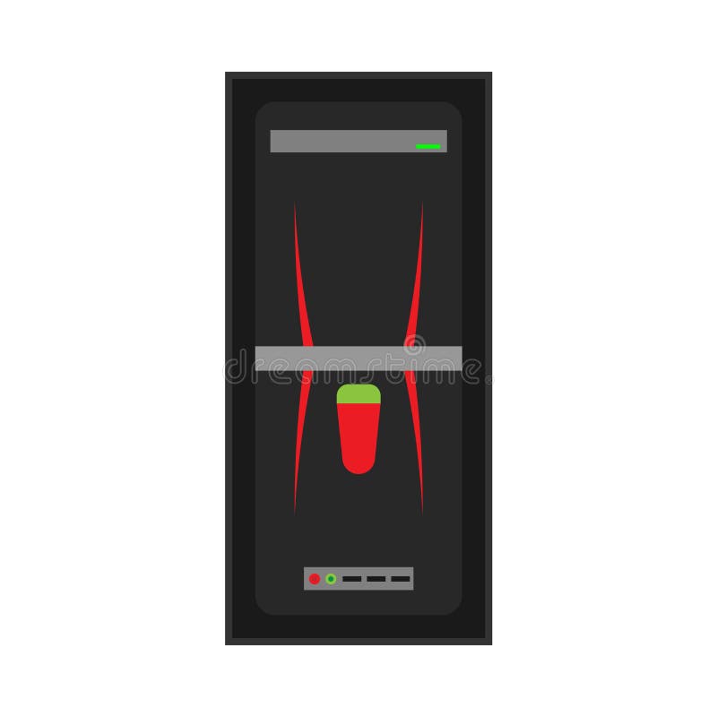 Tower Computer Vector Flat Icon Server Hardware, Black PC Cpu Case ...