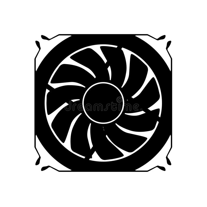 PC Casing Fan Silhouette. Black and White Icon Design Element on ...