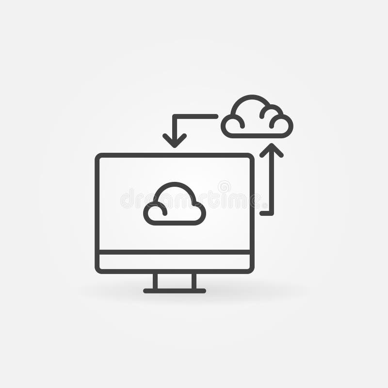 PC with Cloud Outline Icon - Vector Cloud Computing Symbol Stock Vector ...