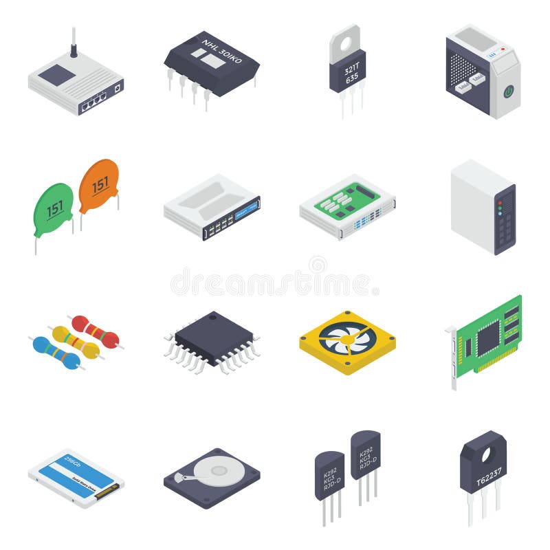 PC Component Isometric Vectors Stock Vector - Illustration of access ...