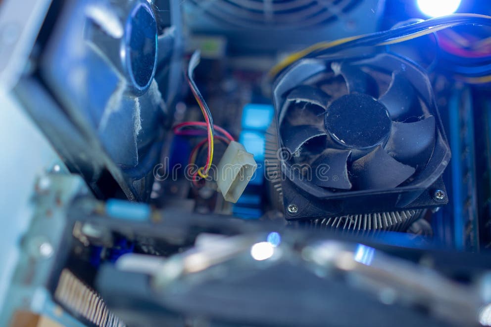 PC Components in Dust. Macro CPU Fan. it Does Not Work, in Dust and ...