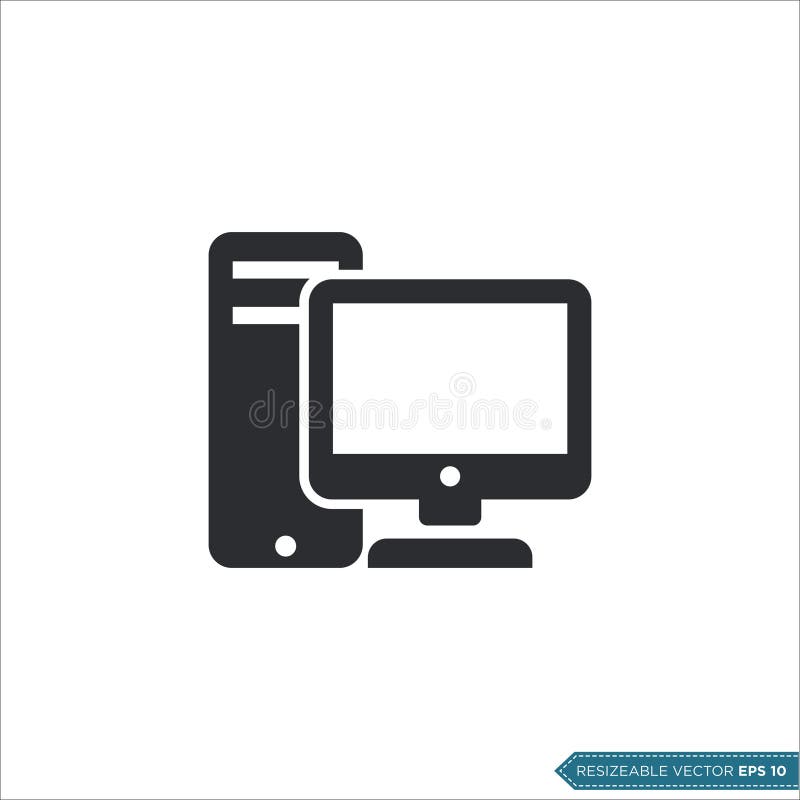 PC Computer Desktop Icon Vector Template Stock Vector - Illustration of ...