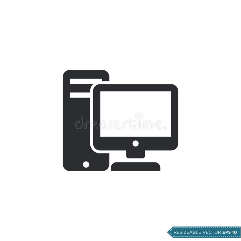 PC Computer Desktop Icon Vector Template Stock Vector - Illustration of ...