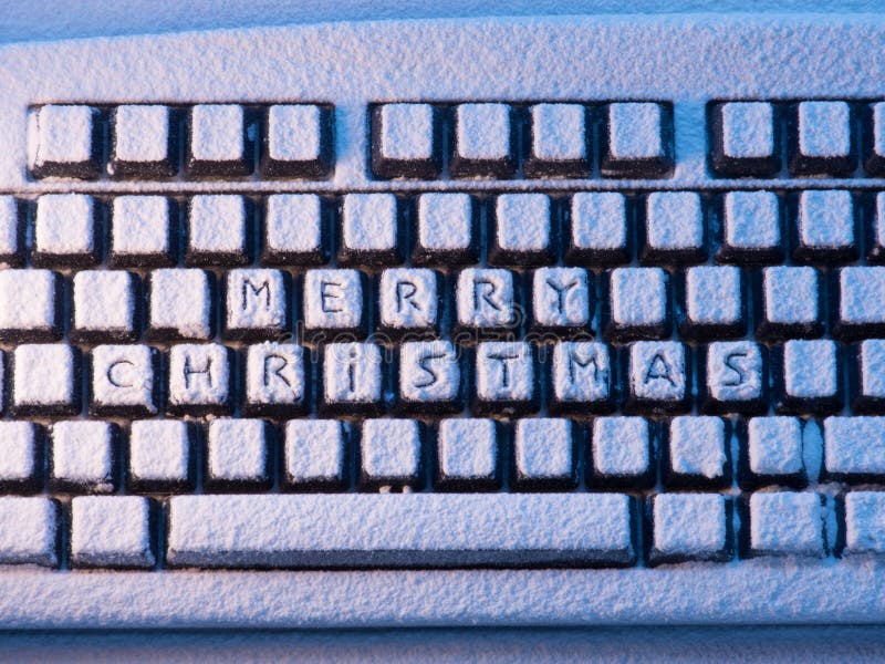 Computer Keyboard with Text Merry Christmas on Buttons Covered with ...