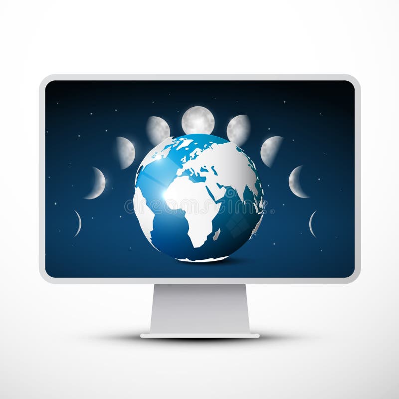 PC Computer or TV - Television with Moon Phases Stock Vector ...
