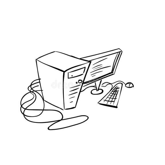Pc Computer Vector Illustration Doodle Sketch Server Stock Illustration ...