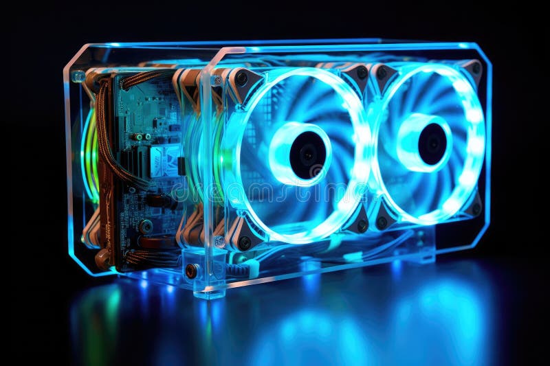 Pc Cooling Fan with Led Lights Stock Illustration - Illustration of ...