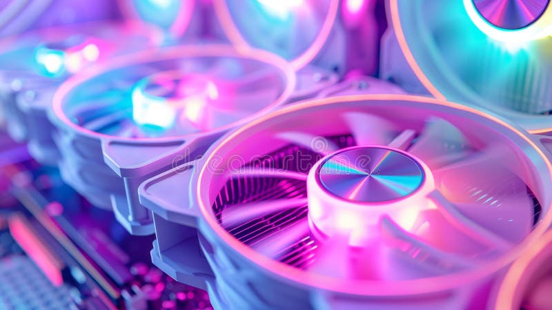 PC Cooling Fans with Neon Lighting. Stock Photo - Image of illumination ...