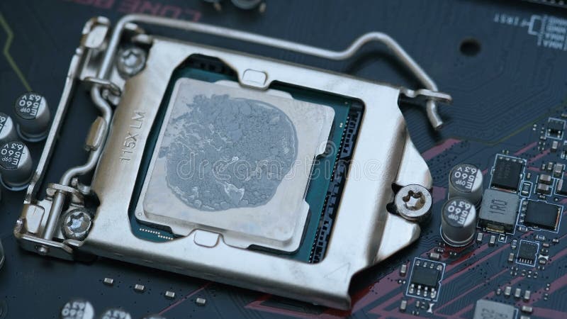 Pc Cpu with Dried Thermal Paste on Hi Tech Motherboard,computer ...