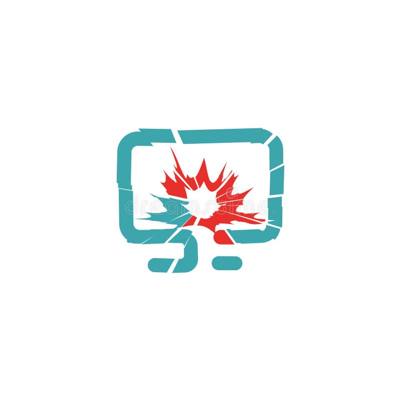 PC and Crash Symbol Icon. stock vector. Illustration of demolition ...