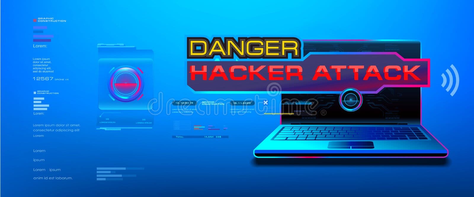 Attention Danger Set of Red Frames with Text Warning Danger Alarm Pop ...