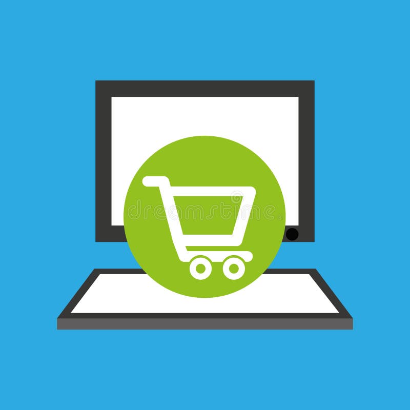 Pc Device Work Media Shopping Cart Icon Stock Vector - Illustration of ...