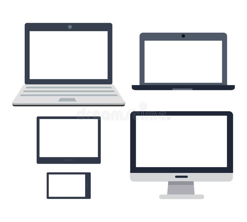 PC Devices Set. Collection of Realistic Monitors Stock Vector ...