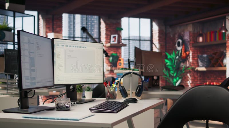 PC Display on Startup Office Desk Showing Programming Languages Stock Footage - Video of science ...