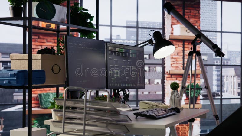 PC Display on Startup Office Desk Showing Programming Languages Stock Video - Video of desk ...