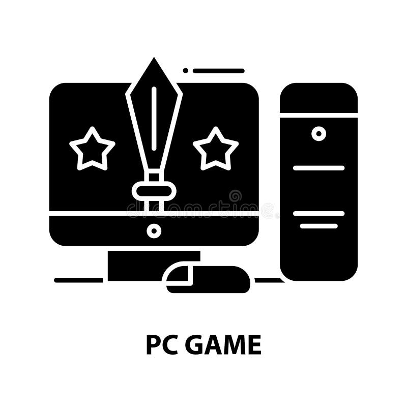 Pc Game Icon, Black Vector Sign with Editable Strokes, Concept ...