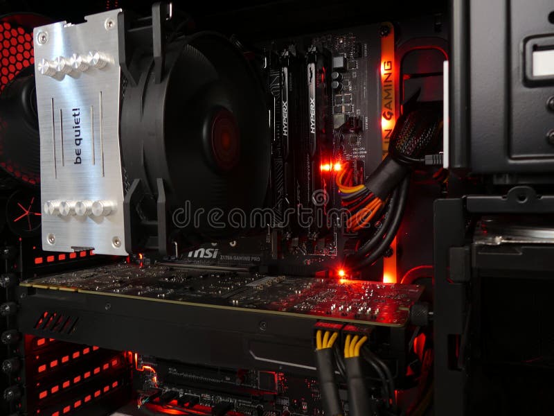 PC gaming with red leds editorial photography. Image of metal - 137623222