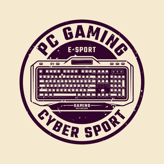 PC Gaming Round Vector Emblem with Keyboard Stock Vector - Illustration ...