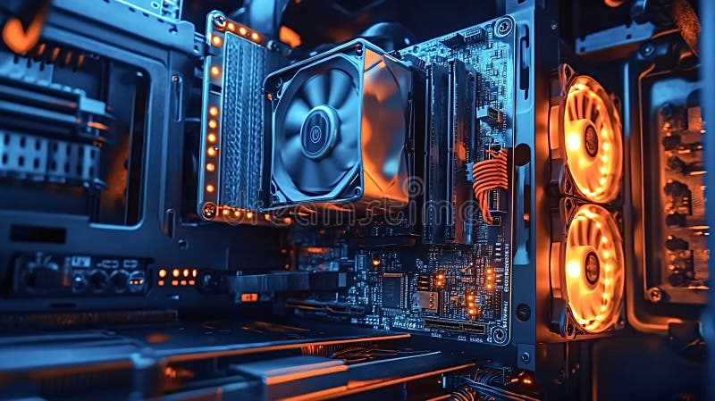 Pc for Gaming or Work System Showing Motherboard and Cpu Cooler Stock ...