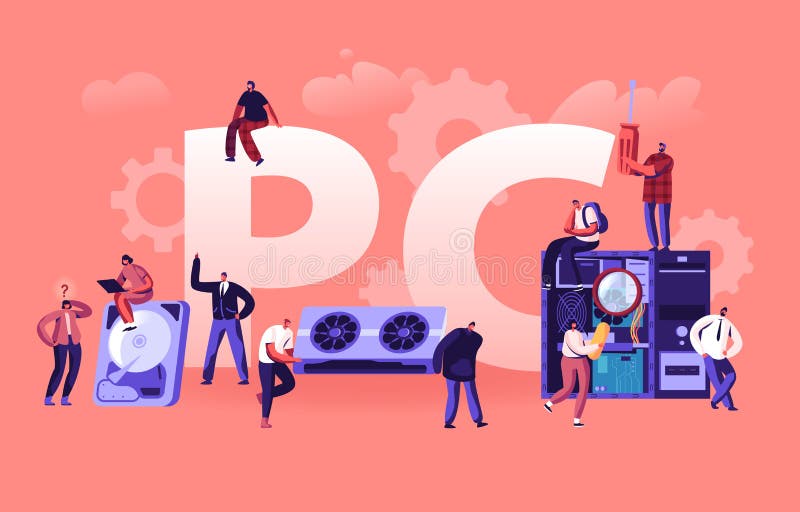 Pc Hardware Concept. Information Technology Engineers Repairing ...