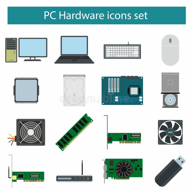 Pc Hardware icons set stock vector. Illustration of vector - 65594606