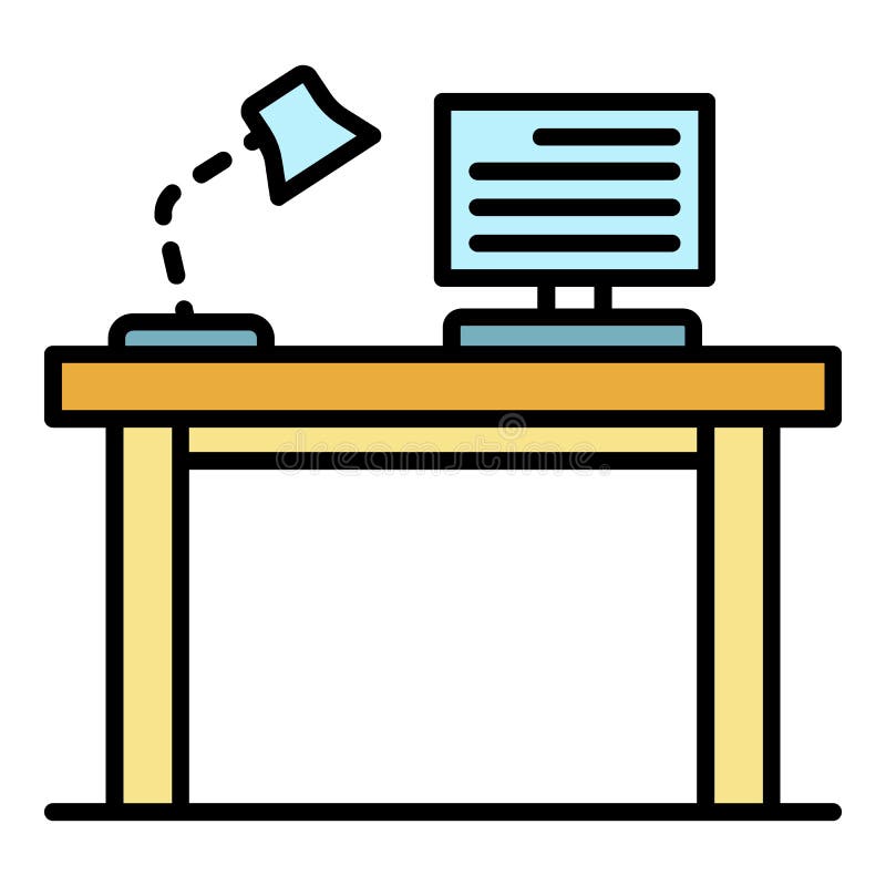 Pc Homework Table Icon Color Outline Vector Stock Vector - Illustration ...