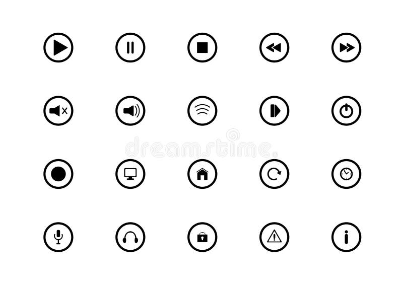 Computer Button Simple Icon Set Vector Isolated on a White Background ...