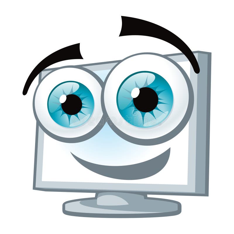 Computer Monitor Cartoon Character Stock Vector - Illustration of eyes ...