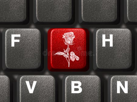PC Keyboard with Flower Key Stock Image - Image of internet, love: 6147659