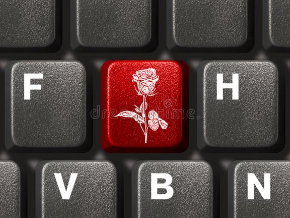 PC Keyboard with Flower Key Stock Image - Image of internet, love: 6147659