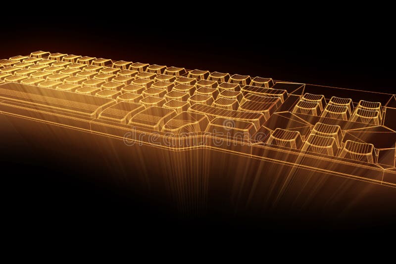 PC Keyboard in Hologram Wireframe Style. Nice 3D Rendering Stock ...