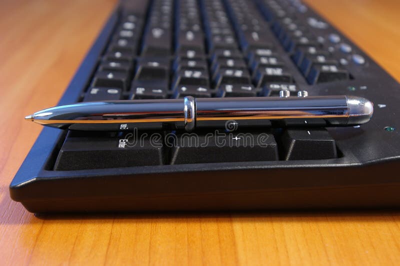 PC keyboard and pen stock image. Image of instrument, internet - 6021669