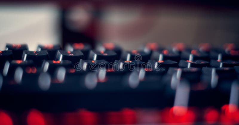 PC Keyboard Red Led Color. Closeup Photo Shoot Stock Photo - Image of ...