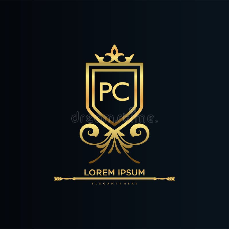 PC Letter Initial with Royal Template.elegant with Crown Logo Vector ...