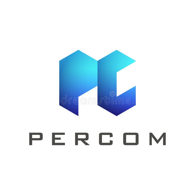 PC Letter Logo Template with Blue Color Gradient Stock Vector ...