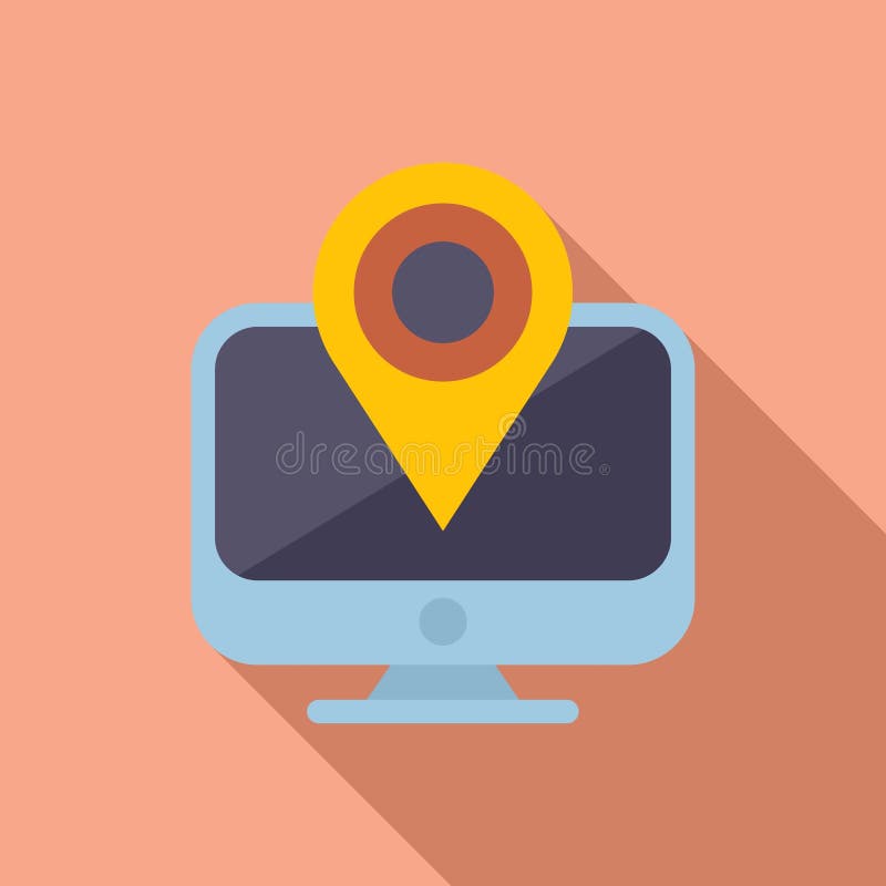 Pc Location Icon Flat Vector. Web Button Stock Vector - Illustration of ...